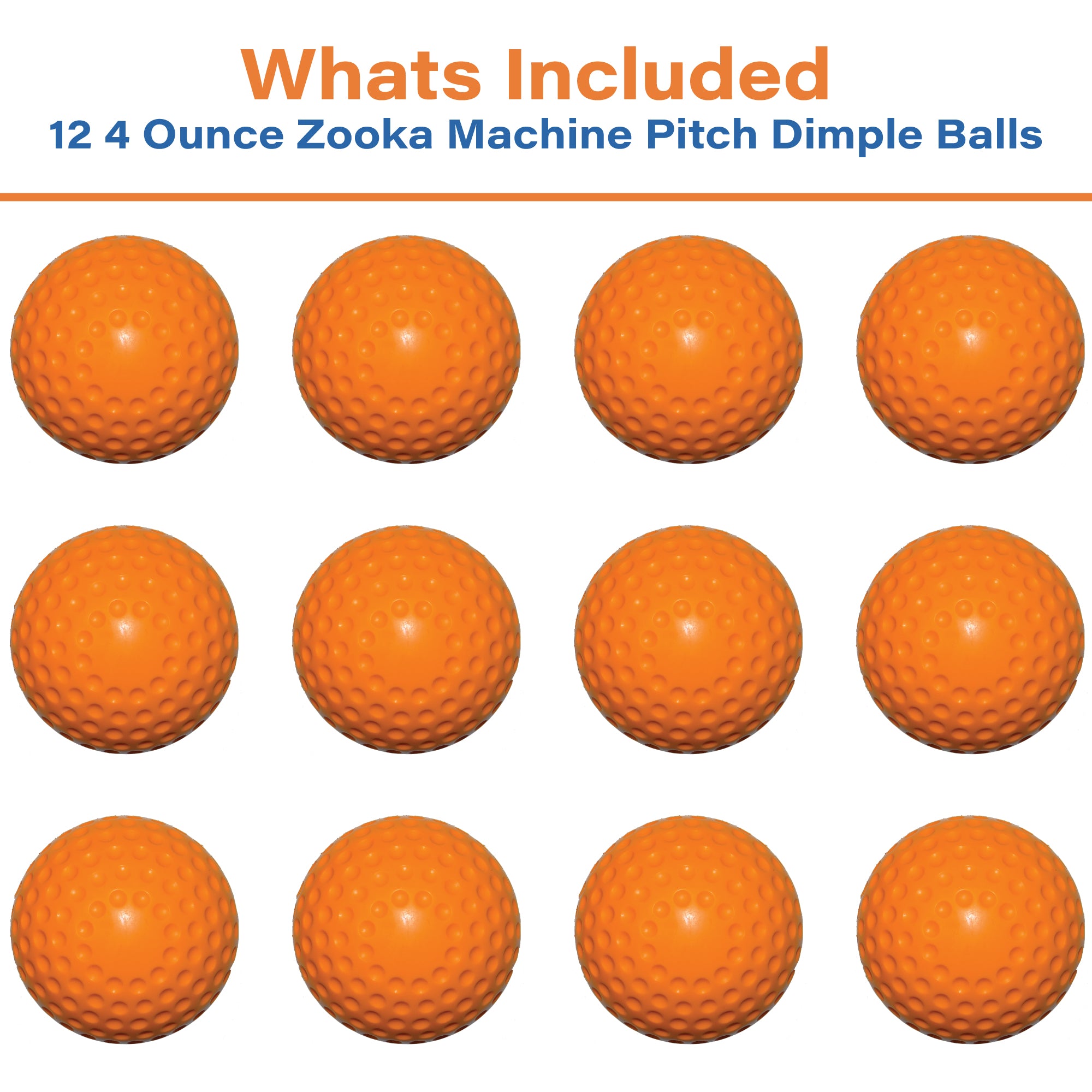 Zooka Pitching Machine Batting Practice Balls Dimple Orange